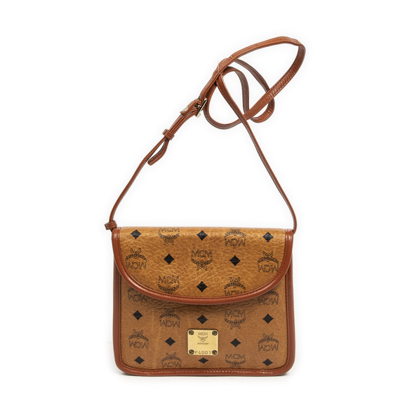 MCM | Bags | Mcm Small Square Crossbody Flap In Cognac Visetos Coated ...